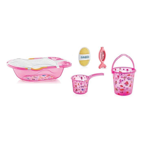 BABYJEM SET ZA KUPANJE 6 DELOVA PINK (kadica, podloga,termometar, sundjer, bokal, kofica)