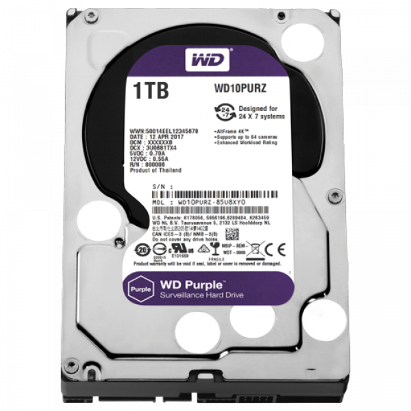 Hard disk 1TB SATA3 Western Digital Caviar 64MB WD10PURZ Purple