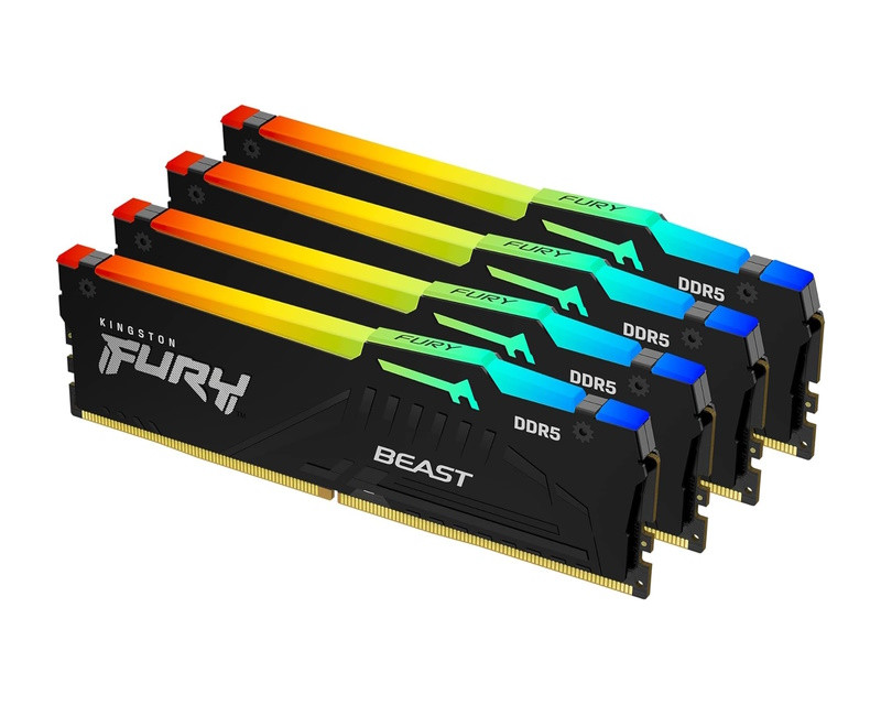 KINGSTON - DIMM DDR5 128GB (4x32GB kit) 5200MT/s KF552C40BBAK4-128 FURY Beast Black RGB XMP