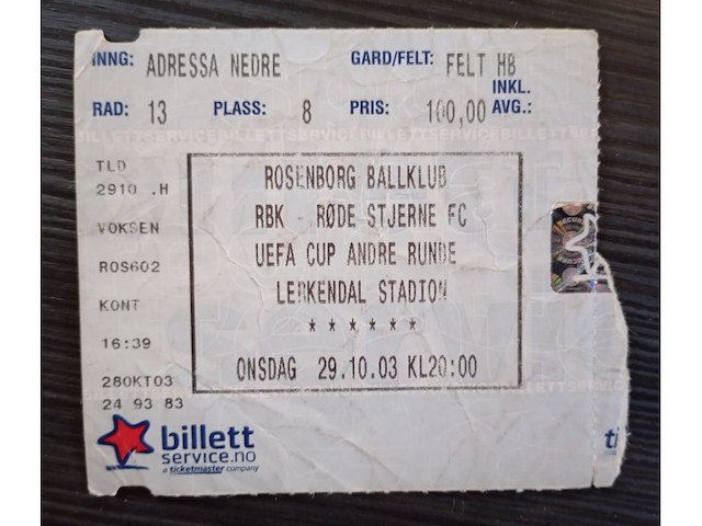 FUDBAL: ROSENBORG - CRVENA ZVEZDA 29.10.2003