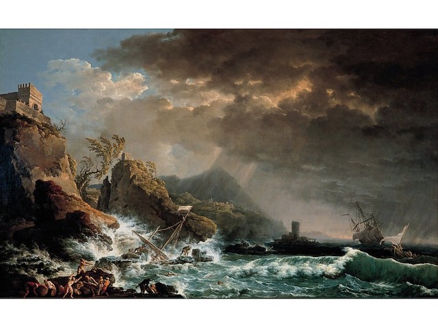 Shipwreck in a Rocky Inlet Carlo Bonavia (Italian, acti