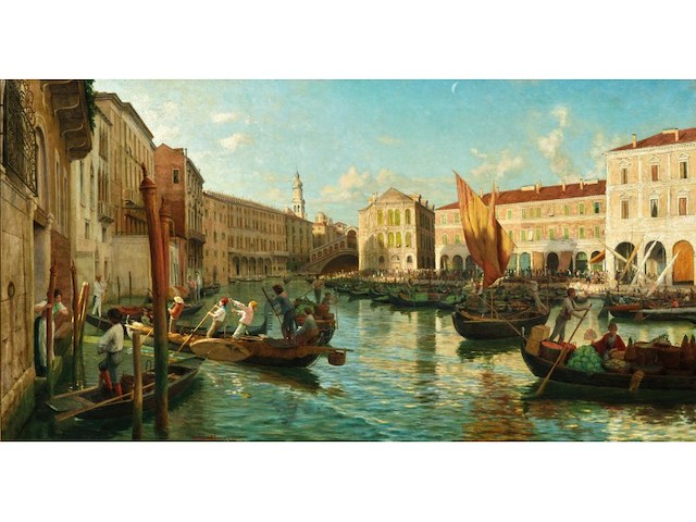 Venice, the Grand Canal with the Rialto Market in the M