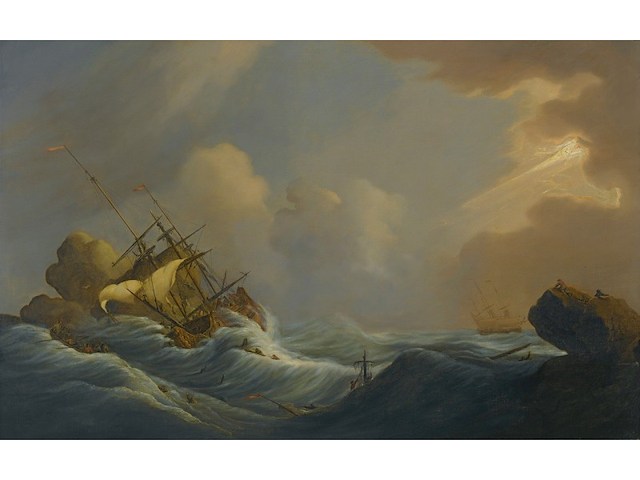A Shipwreck In Heavy Storms, Another Ship In The Distan