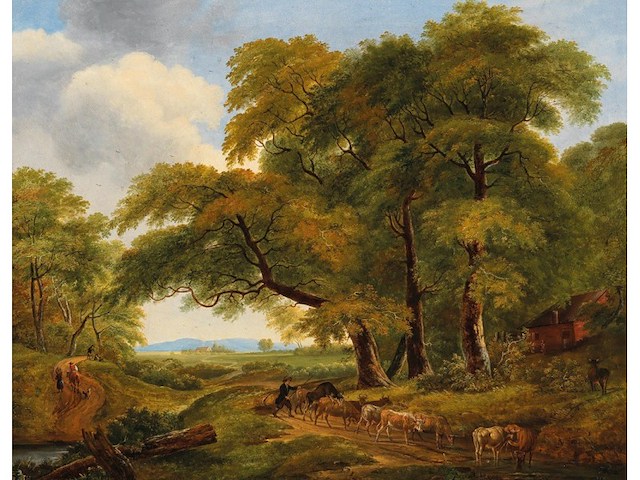 Weite Landschaft mit Viehherde (1834) Monogrammist SH (