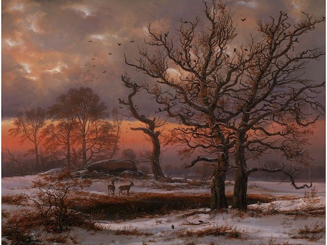 Danish Winter Landscape with Dolmen (1838) Johan Christ