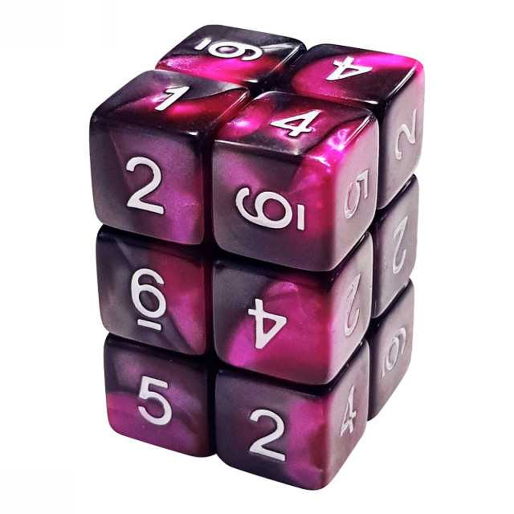 Dice D6 16mm Color SILVER/PURPLE Marble (12pc pack)