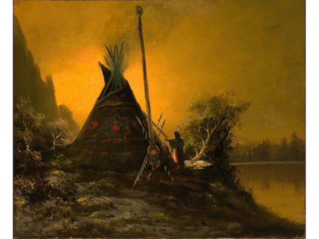 Night Scene Of Indian Tipi (1895) Benjamin Raborg (Amer