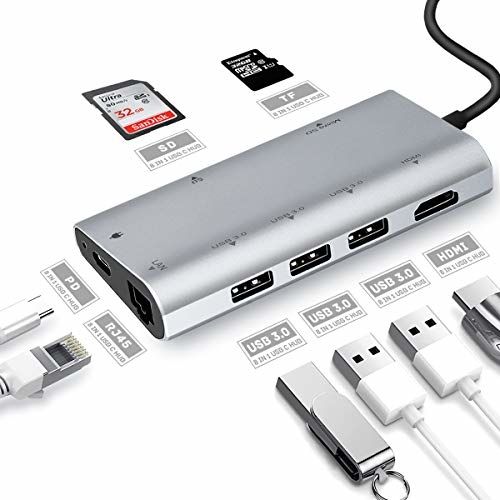 Linkom Adapter-konvertor TIP C na HDMI+3xUSB3.0+SD/MICRO SD+RJ45+TIP C