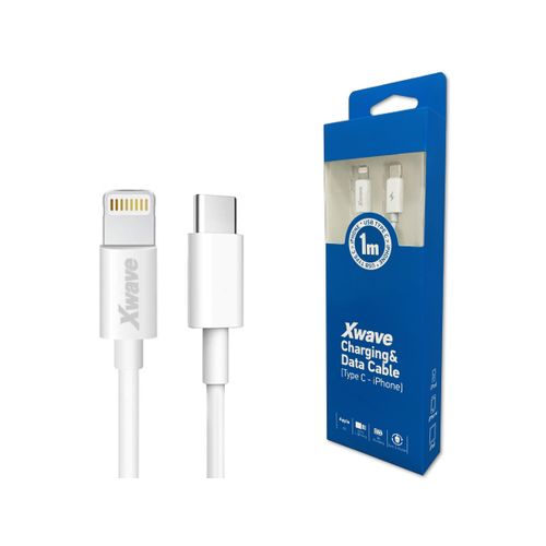 Xwave Kabl USB Tip-C za IPHONE-1M 3A,lightning aluminium,PVC beli