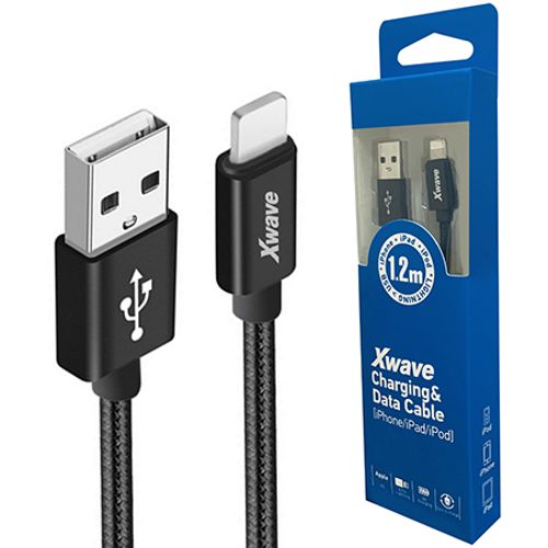 Xwave Kabl USB IPHONE 1.2M 3A,aluminium,black mesh
