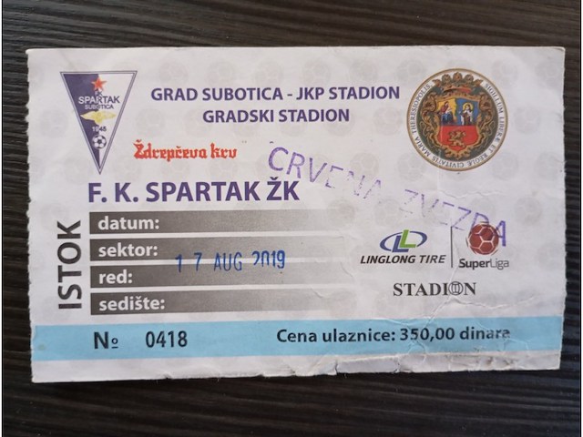 FUDBAL: SPARTAK - CRVENA ZVEZDA 17.08.2019