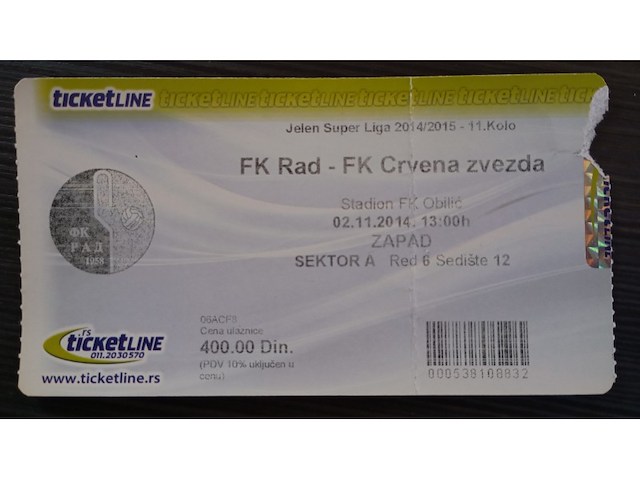 FUDBAL: RAD - CRVENA ZVEZDA 02.11.2014