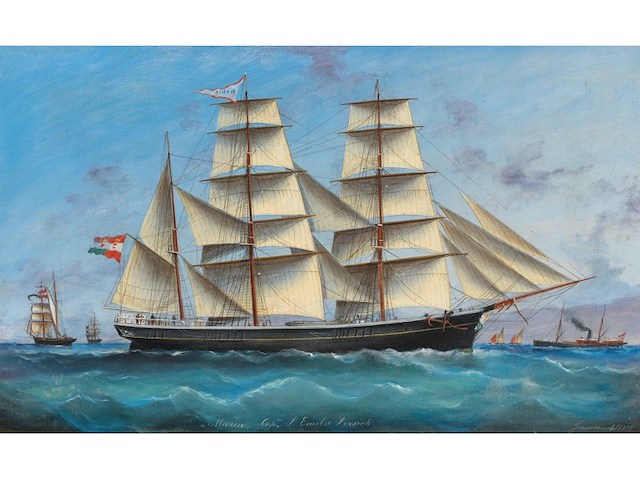 The barque MARIA of Captain Emilio Persich sailing unde