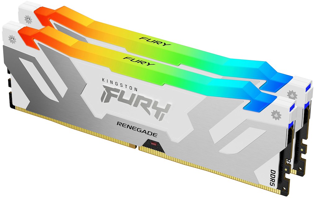 Kingston DDR5 32GB (2x16GB kit) 8000MT/s Fury Renegade Silver/White RGB XMP (KF580C38RWAK2-32) memorija za desktop