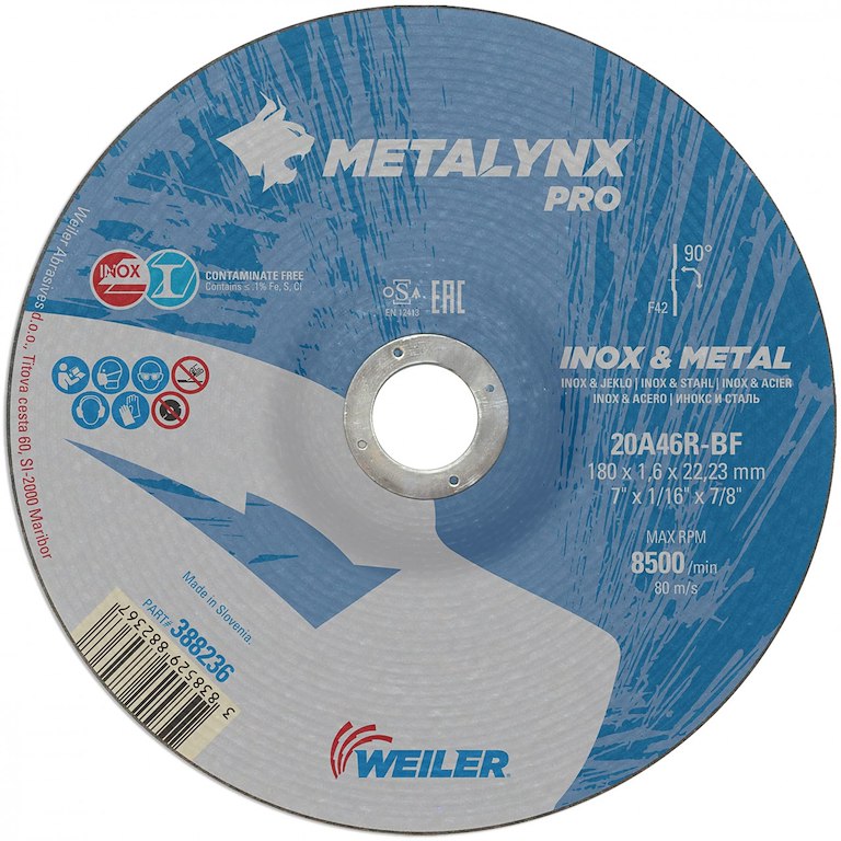 Rezna ploča za metal i inox METALYNX PRO 115-230mm WEILER
