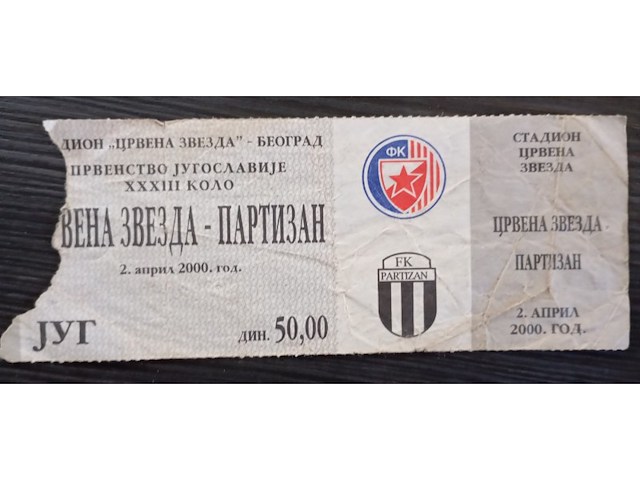 FUDBAL: CRVENA ZVEZDA - PARTIZAN 02.04.2000