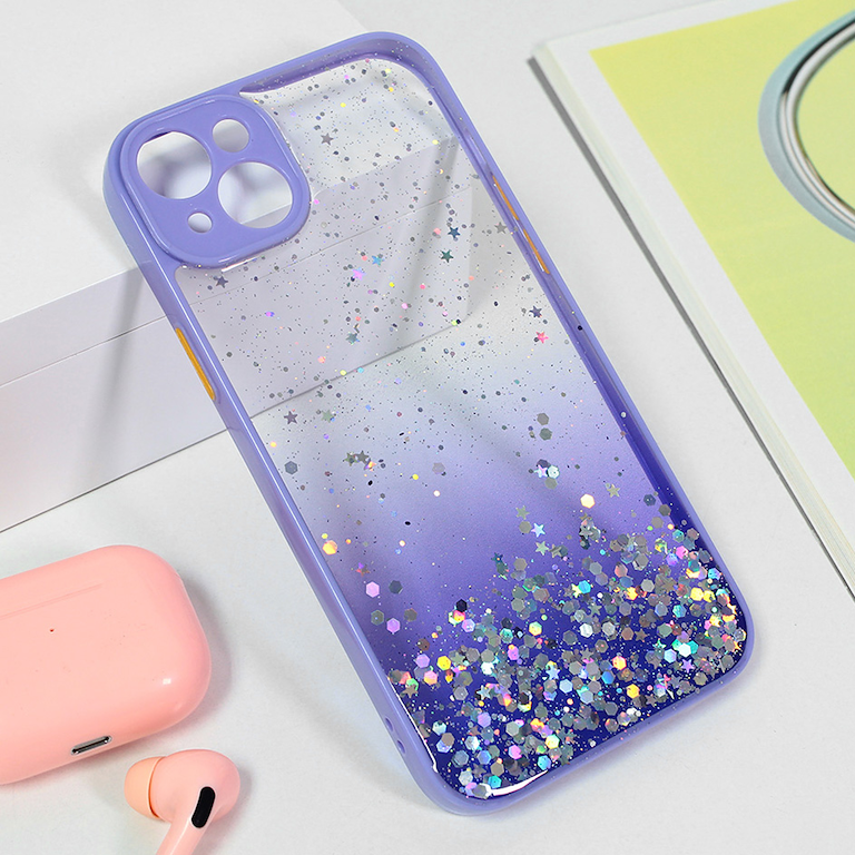 Torbica Frame Glitter za iPhone 15 Plus 6.7 ljubicasta