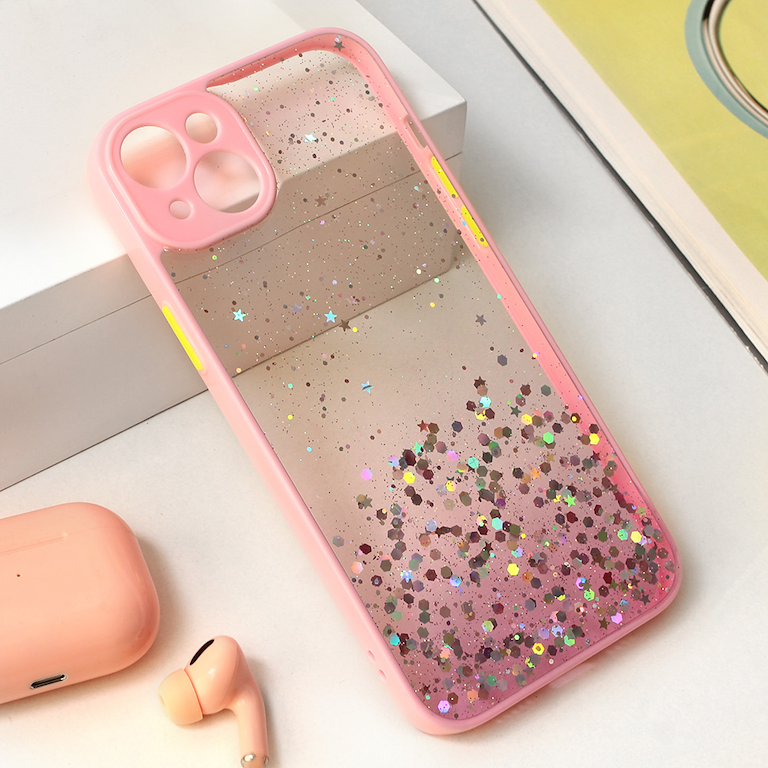 Torbica Frame Glitter za iPhone 15 Plus 6.7 roze