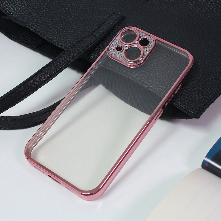 Torbica Silikon Camera Diamond iPhone 14 Plus 6.7 roze