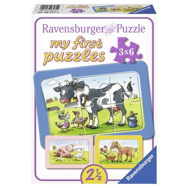 Ravensburger puzzle (slagalice) Moje prve puzle 3 u 1, krava, prase, konj RA06571