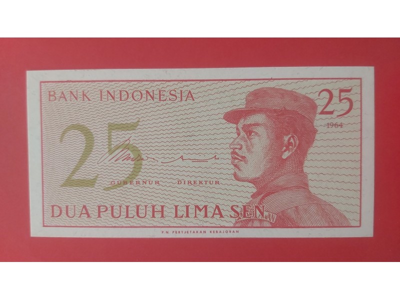 25 sen 1964 god Indonezija UNC