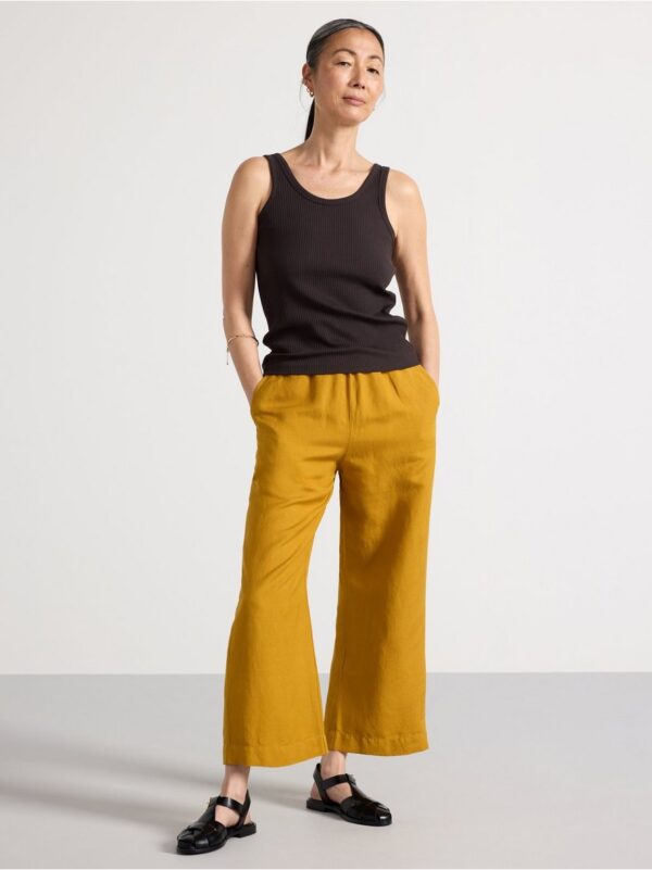Pantalone – 55% lan, 45% viskoza – BELLA Straight cropped trousers in linen blend