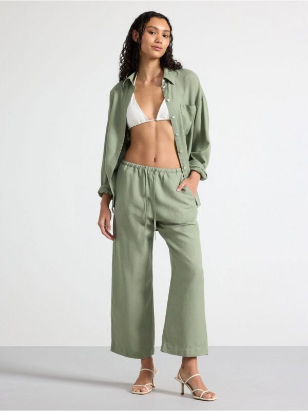 Pantalone – 55% lan, 45% viskoza – BELLA Straight cropped trousers in linen blend