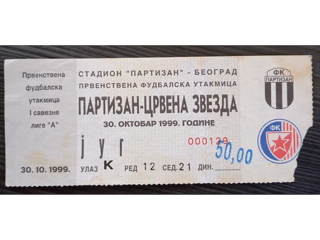 FUDBAL: PARTIZAN - CRVENA ZVEZDA 30.10.1999