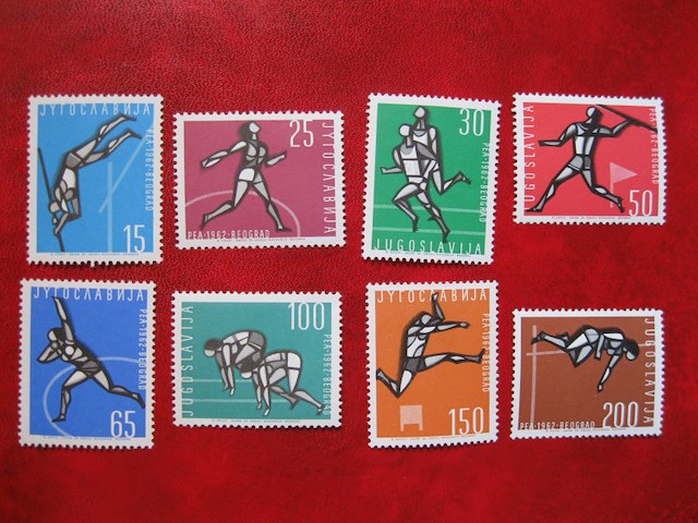 FNRJ 1962., VII PE Atletika PEA, MNH, Š-1392-1399