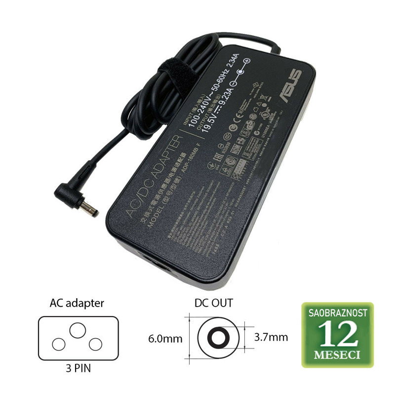 ASUS 19.5V-9.23A ( 6.0 * 3.7 ) ADP-180MB F 180W LAPTOP ADAPTER