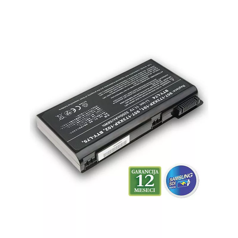 Baterija za laptop MSI CR600 Series BTY-L75 / A5000 / BTY-L74 11.1V 5200mAh