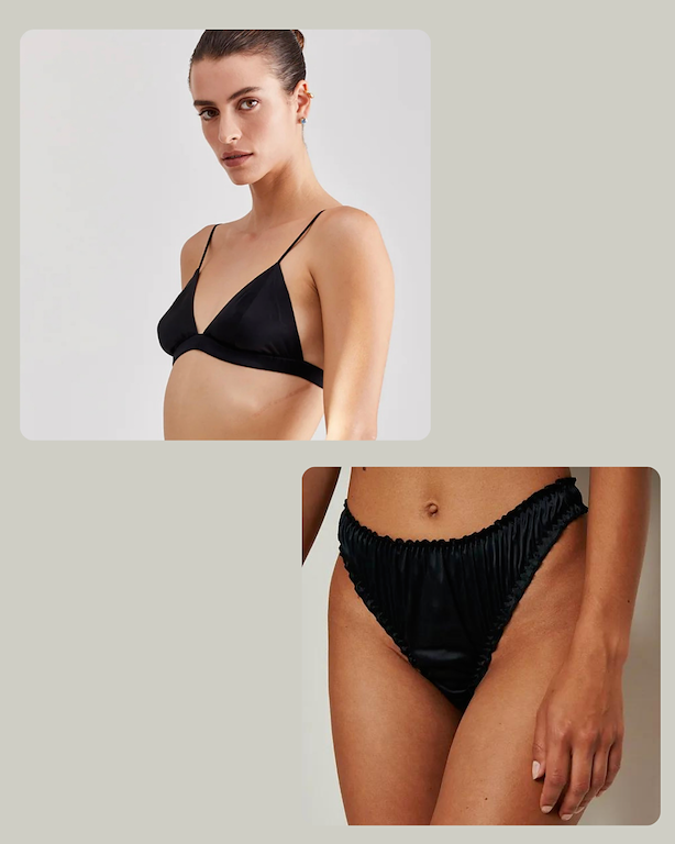 Svilene Bralette i Brazil gaćice Black