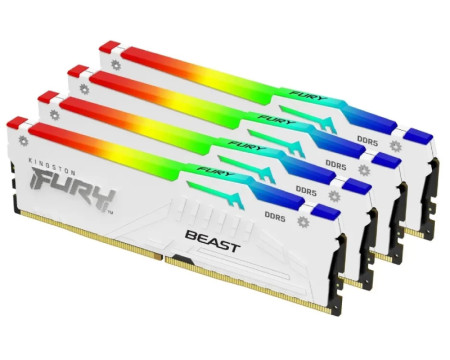 KINGSTON DIMM DDR5 128GB (4x32GB kit) 5200MTs KF552C40BWAK4-128 FURY Beast White RGB XMP