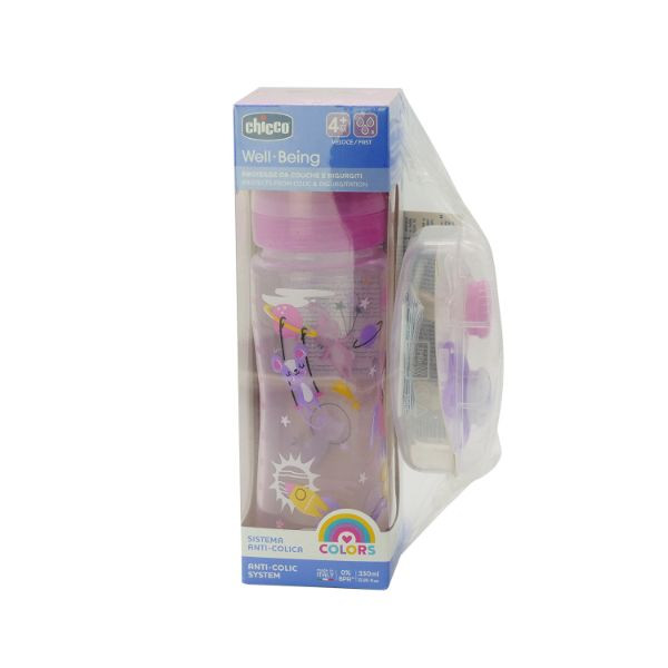 Chicco set WB flašica 330ml+Light laža,roze