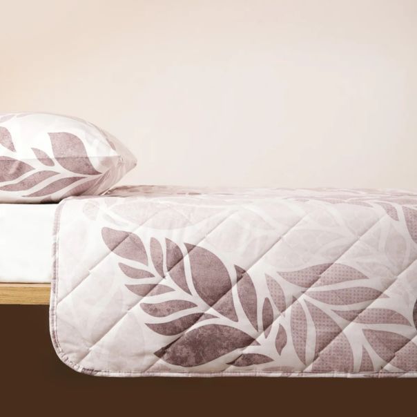 STEFAN Prekrivač za singl krevet 140x200cm roze lišće