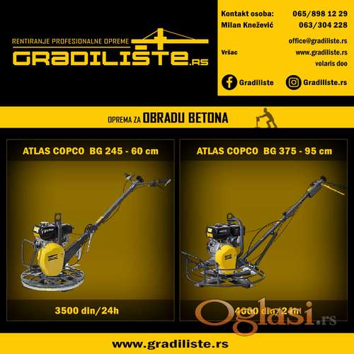 Izdajem helihoptere za glacanje / obradu betona- Atlas Copco