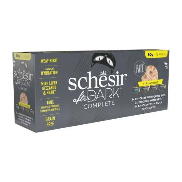 Schesir After Dark Can Pate Multi pack mix - 12 x 80 g