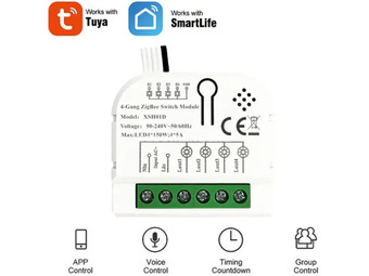 GEMBIRD SMART-4GANG Tuya Wifi DIY Self-locking daljinski upravljac Smart Switch relejni modul DC ...