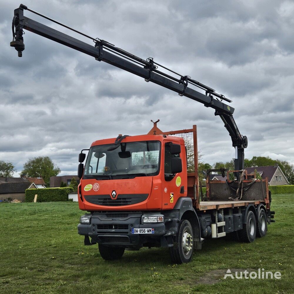 Renault Kerax 380 6x4 Hiab 166 DS-4 Hiduo Kran Crane Retarder Big-Axle E kamion platforma