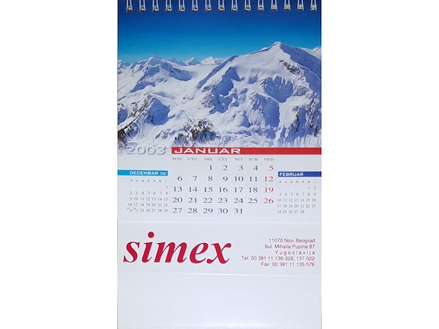 Kalendar `SIMEX` Beograd
