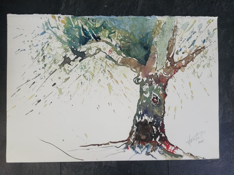 Odlican akvarel - drvo