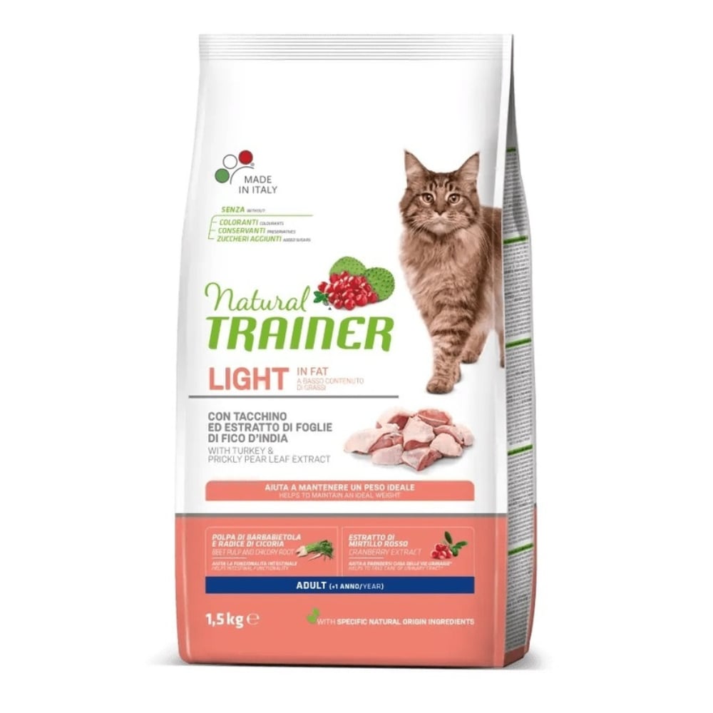 NATURAL TRAINER Light In Fat Ćuretina 1.5 kg Hrana za mačke sklone gojenju