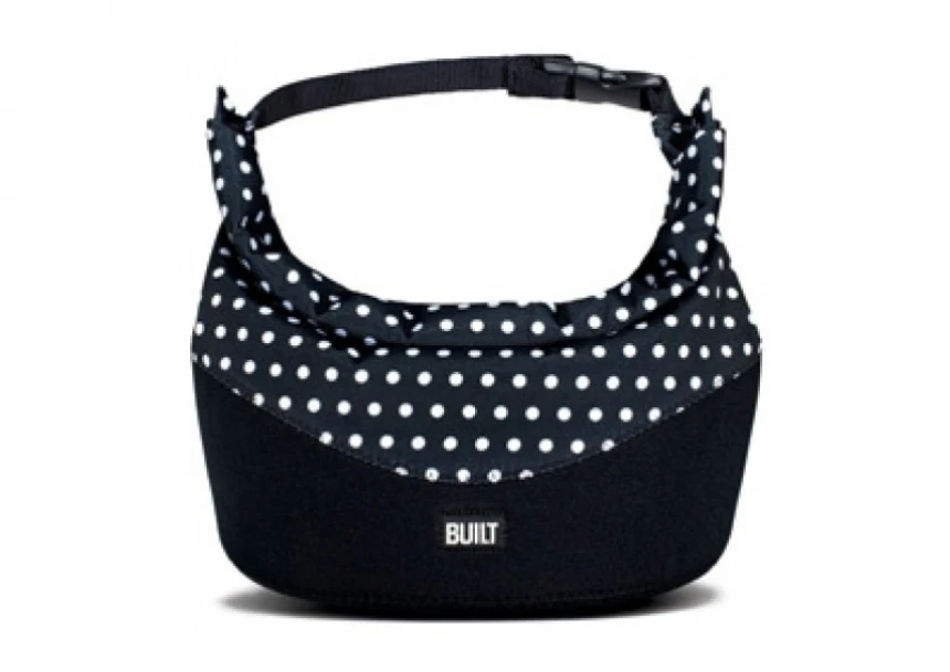 BUILT Rolltop Lunch Bag,Mini Dot Black & White RTLB1-MBW