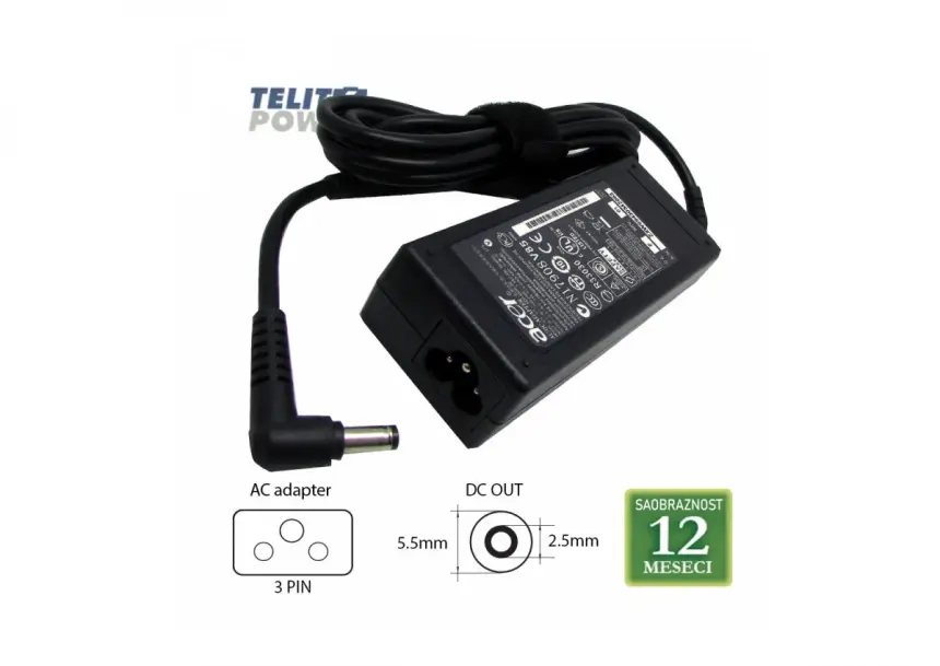 ACER 19V-3.42A ( 5.5 * 2.5 ) ADP-65JH 65W LAPTOP ADAPTER