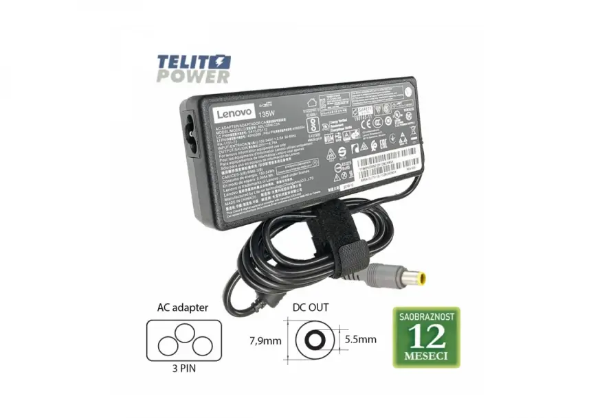 LENOVO 20V-6.75A ( 7.9 * 5.5 ) PA-1131-72 135W LAPTOP ADAPTER