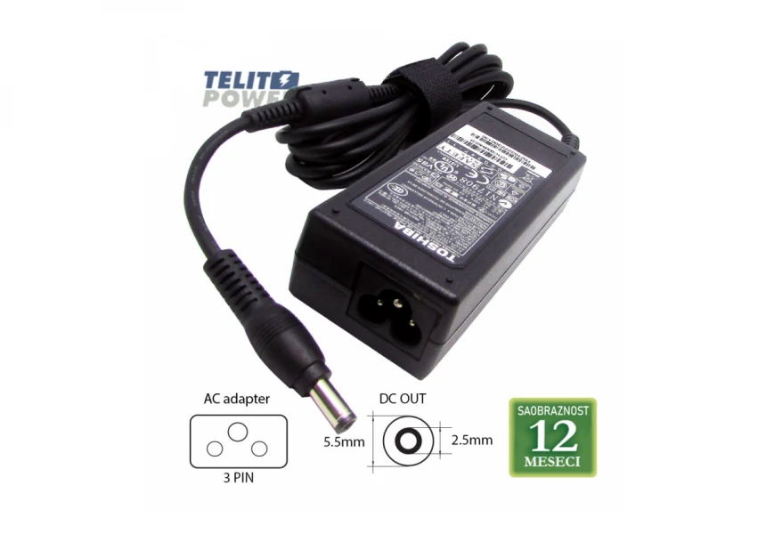 TOSHIBA 19V-3.42A ( 5.5 * 2.5 ) PA3714E-1AC3 65W LAPTOP ADAPTER