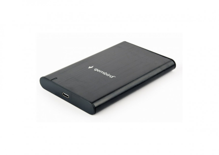 HDD/SSD External Enclosure, 2.5", SATAIII, USB3.1 to USB-C (Max. 6 Gb/s), Max. 4TB Capacity, Aluminium, Black