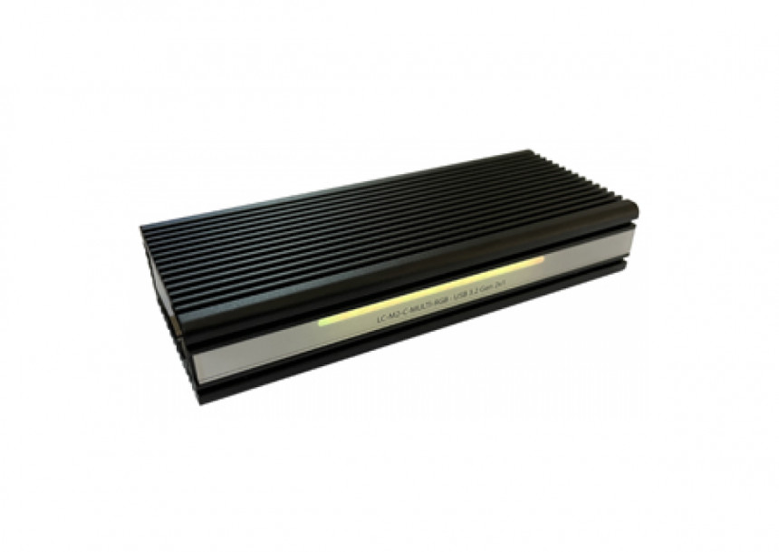 HDD SSD Rack LC Power LC-M2-C-MULTI-RGB NVME Enclosure for M.2 SSD USB3.2 Gen.2x1 Type C Black With RGB Lighting