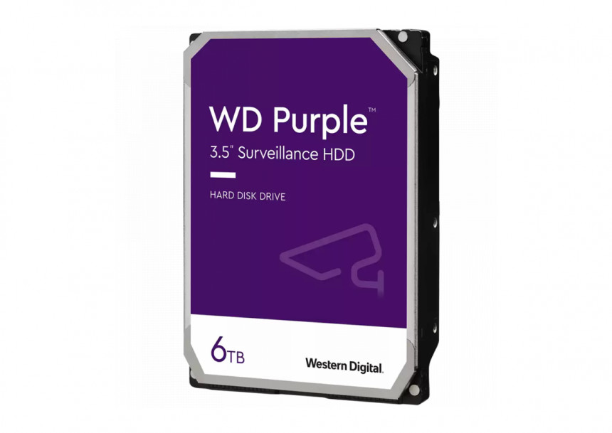 HDD Video Surveillance WD Purple 6TB CMR, 3.5'', 256MB, SATA 6Gbps, TBW: 180
