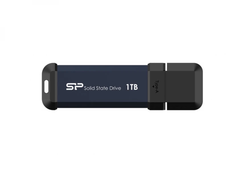 Silicon Power Portable Stick-Type SSD 1TB, MS60, USB 3.2 Gen 2 Type-A, Read up to 600MB/s, Write up to 500MB/s, Blue